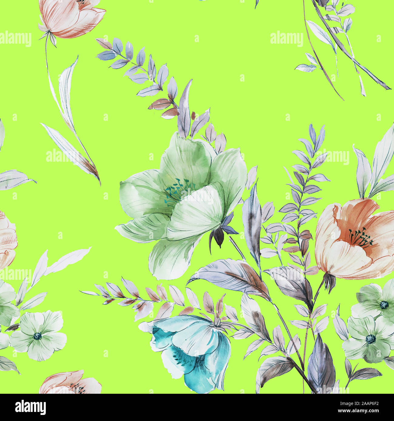 Watercolor flowers illustration Stock Photo - Alamy