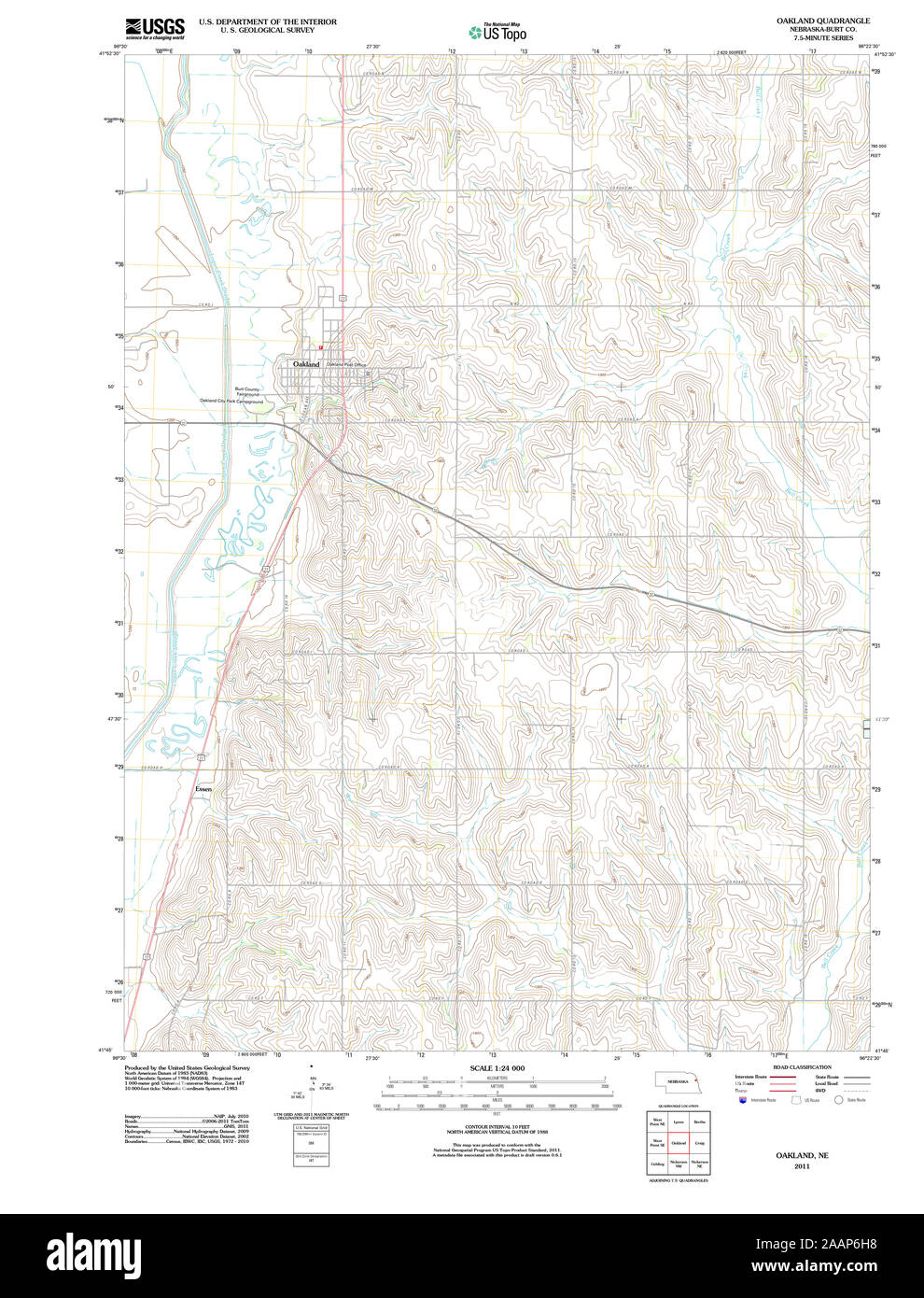 Map of oakland nebraska hi-res stock photography and images - Alamy