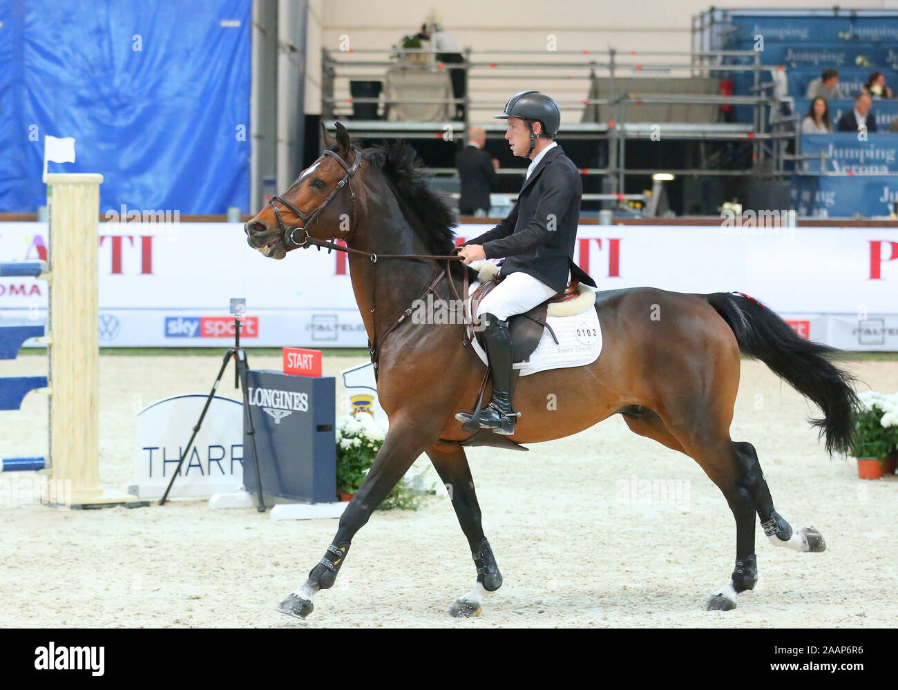 VERONA, ITALY - NOV 09: Scott Brash competing with his horse Hello ...