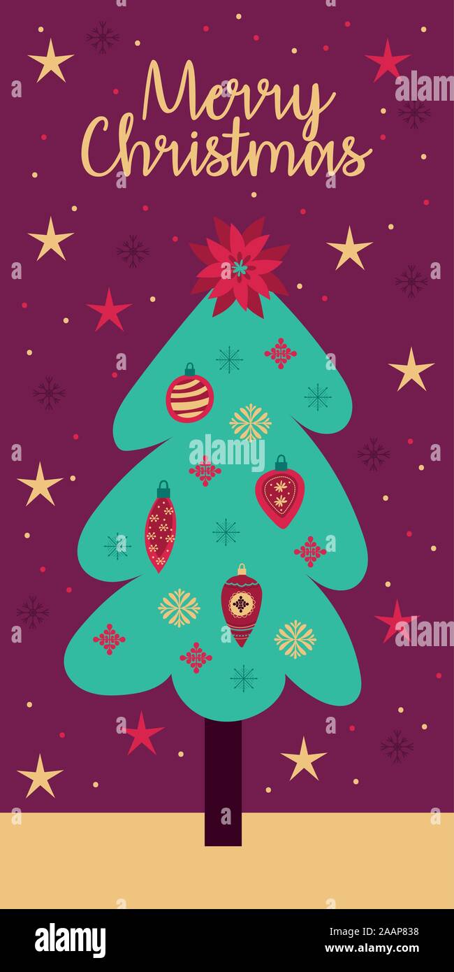 merry christmas card with pine tree Stock Vector Image & Art - Alamy