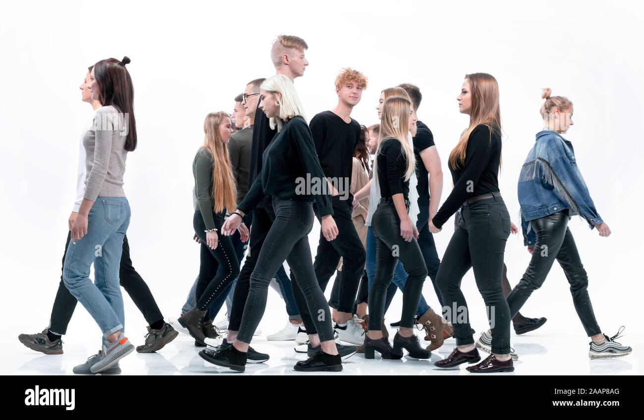 diverse young people walking in different directions Stock Photo - Alamy