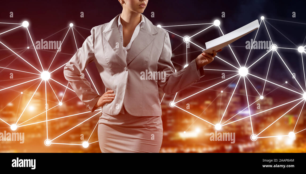 Concept of modern business networking that connect and cooperate people ...