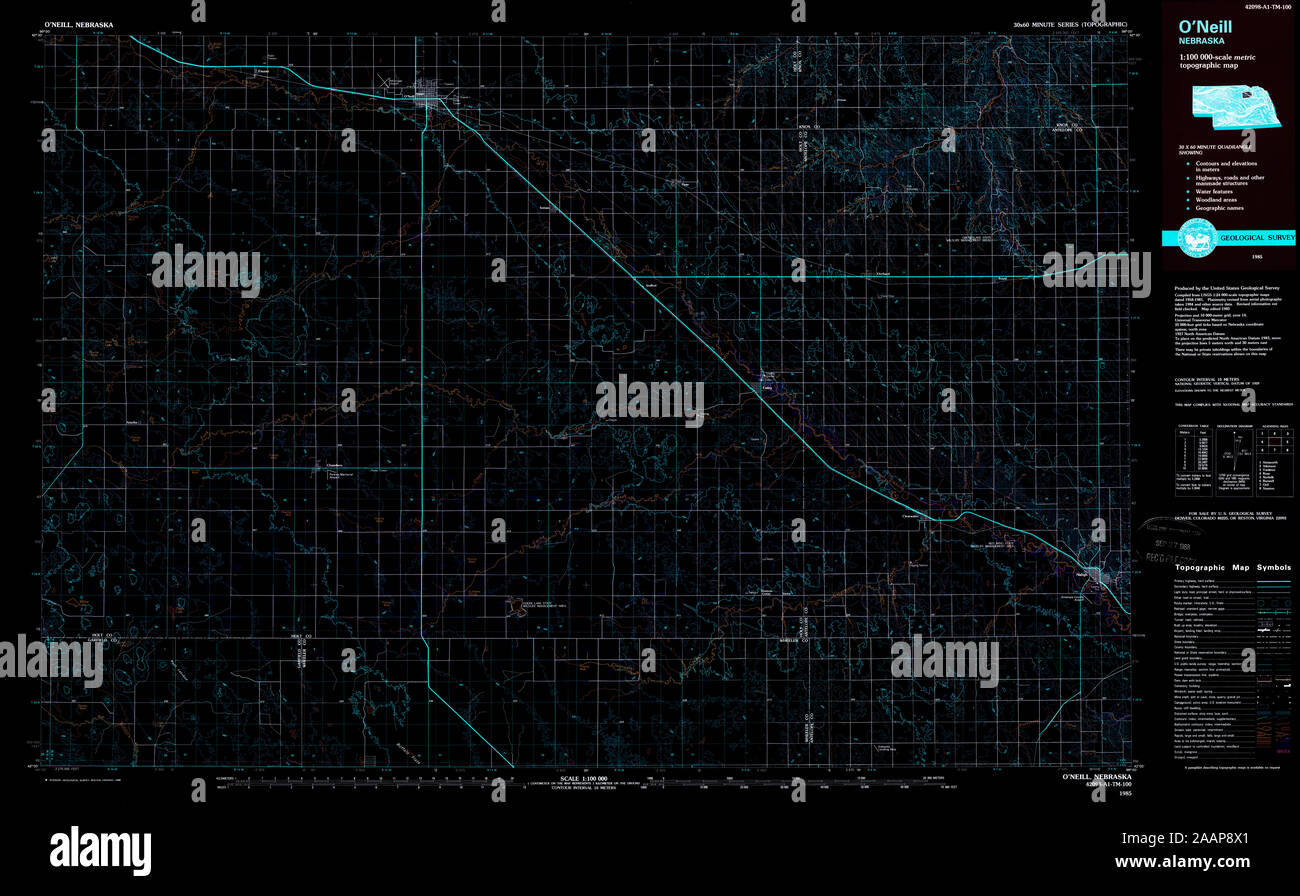 Map of oneill nebraska hi-res stock photography and images - Alamy