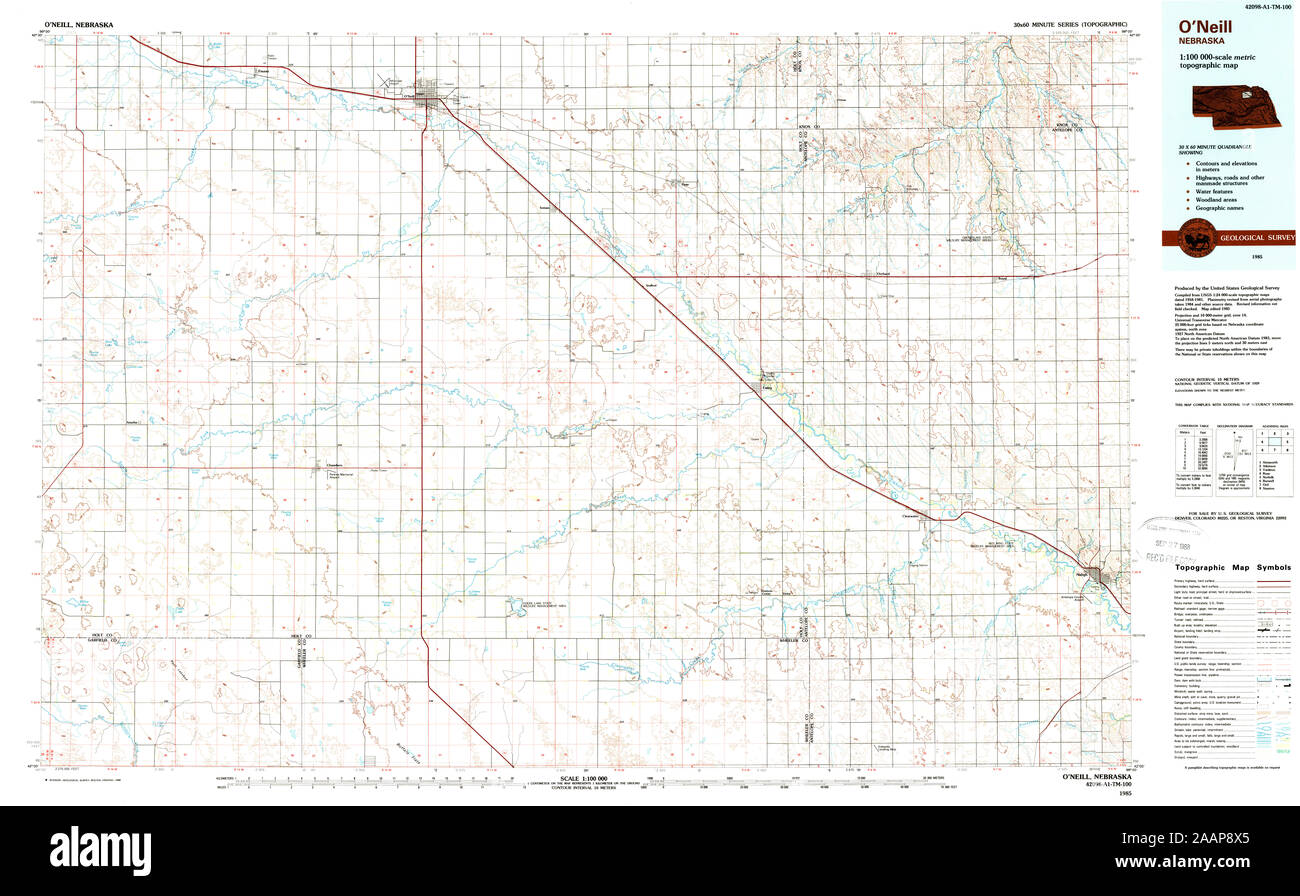 Map of oneill nebraska hi-res stock photography and images - Alamy