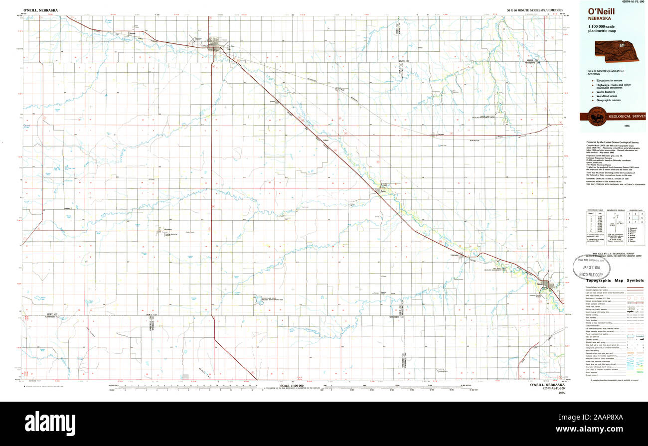 Map of oneill nebraska hi-res stock photography and images - Alamy