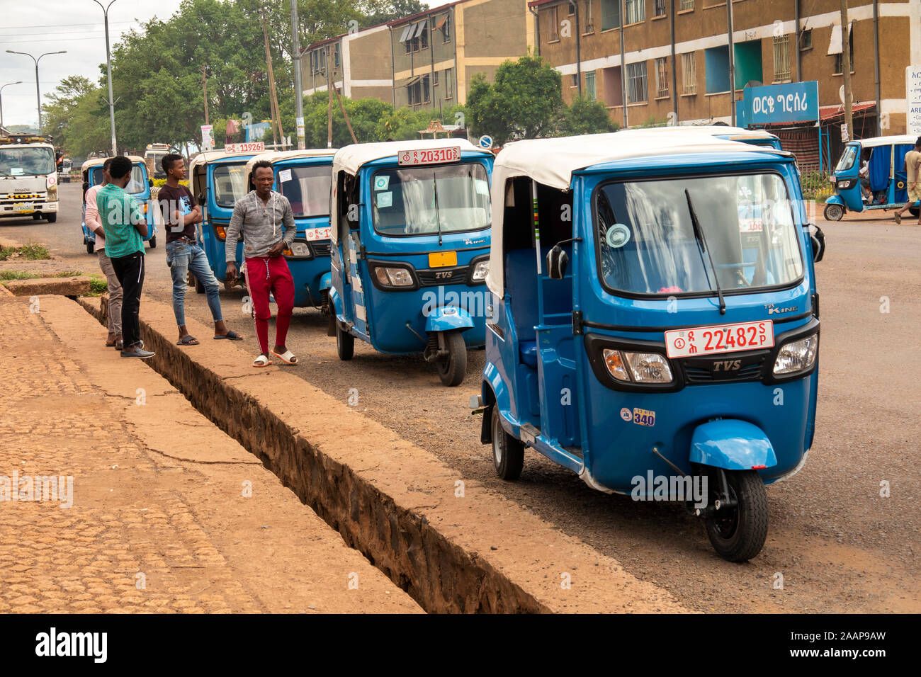 Ethiopia, Gamo-Gofa, Arba Minch, Shecha, local transport line of Bajaj ...