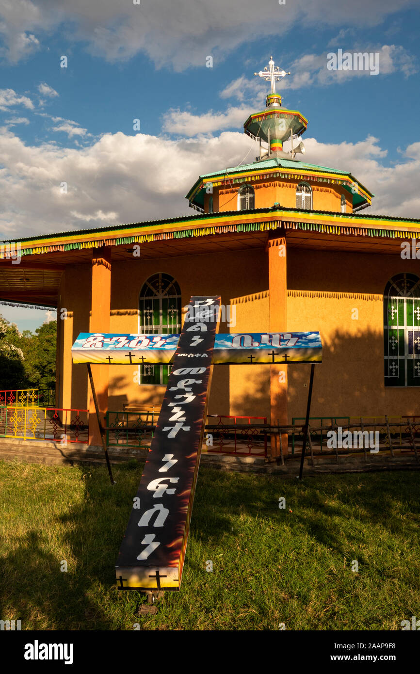 Ethiopia, Gamo-Gofa, Arba Minch, crucifix outside recently constructed ...