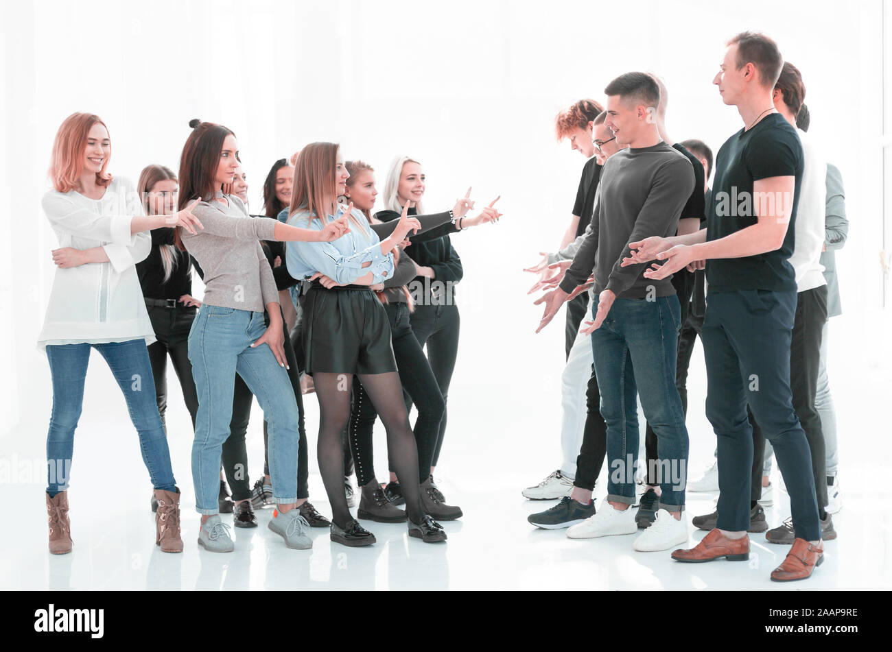 groups young men and women with different views Stock Photo - Alamy