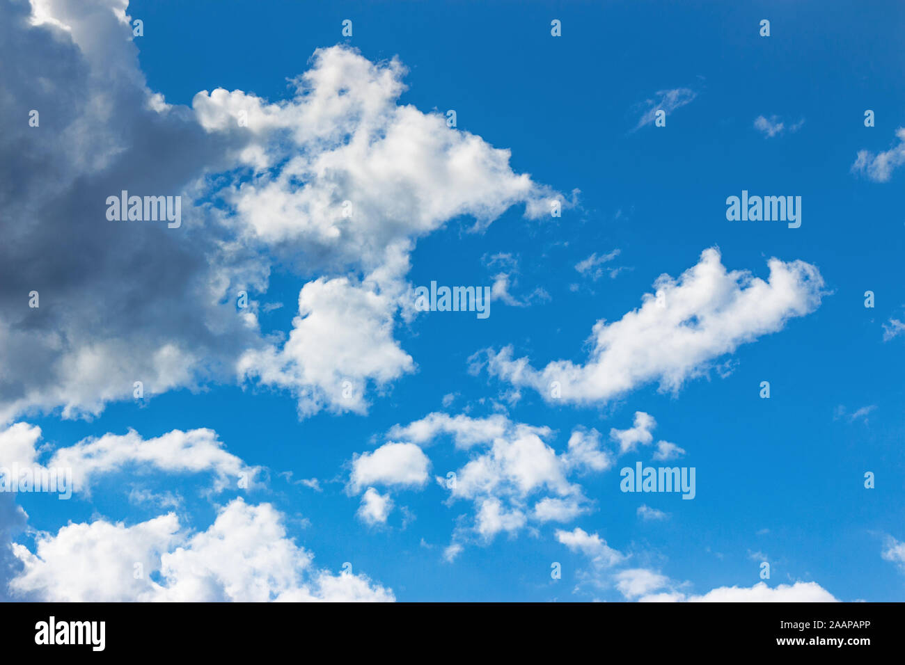 blue sky with clouds on a sunny april day. dynamic formations in windy ...