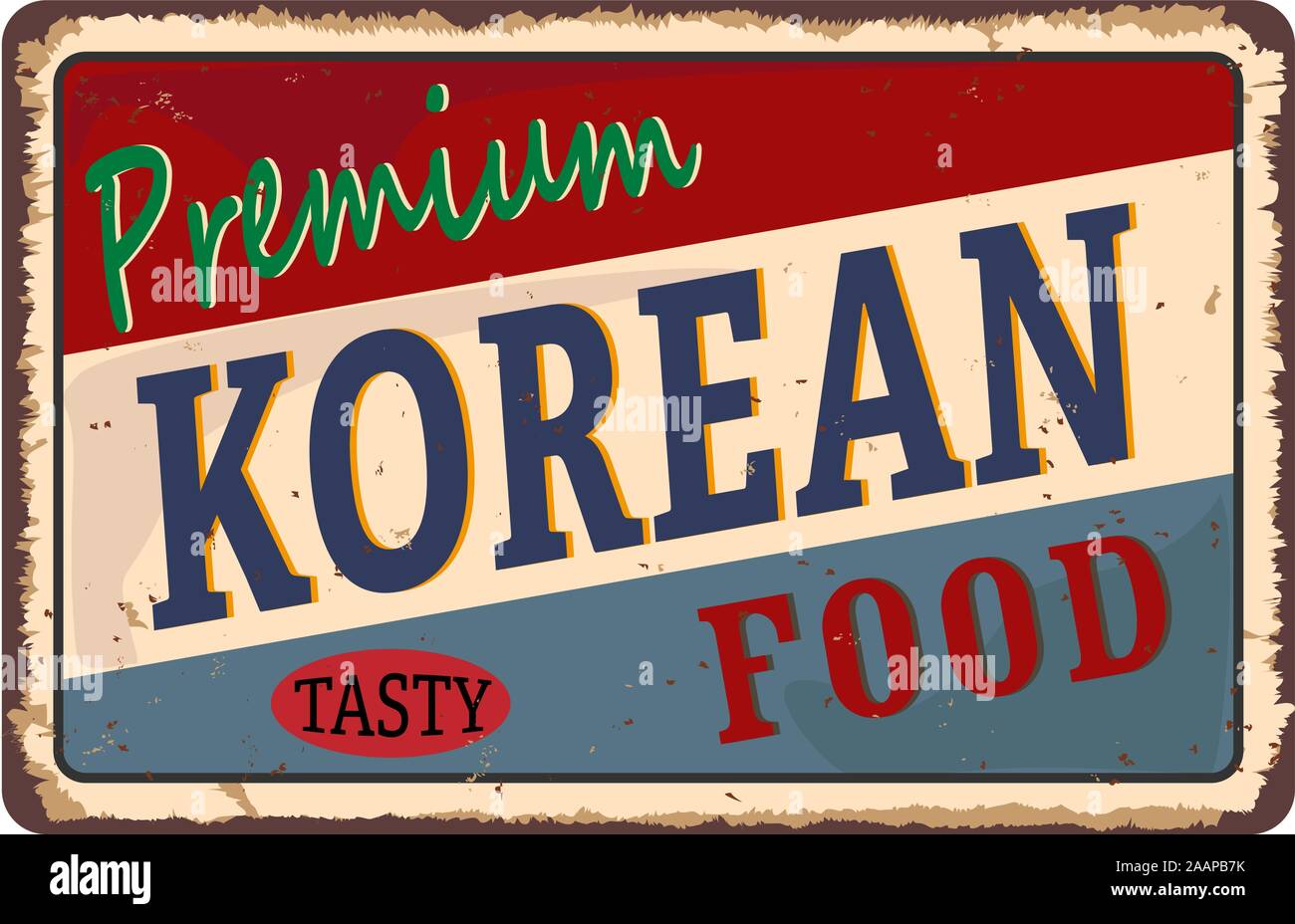 Korean food cuisine vintage rusty metal sign on a white background ...