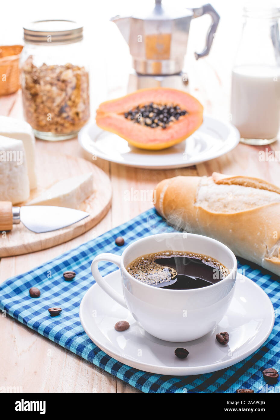 Traditional breakfast with espresso Stock Photo - Alamy