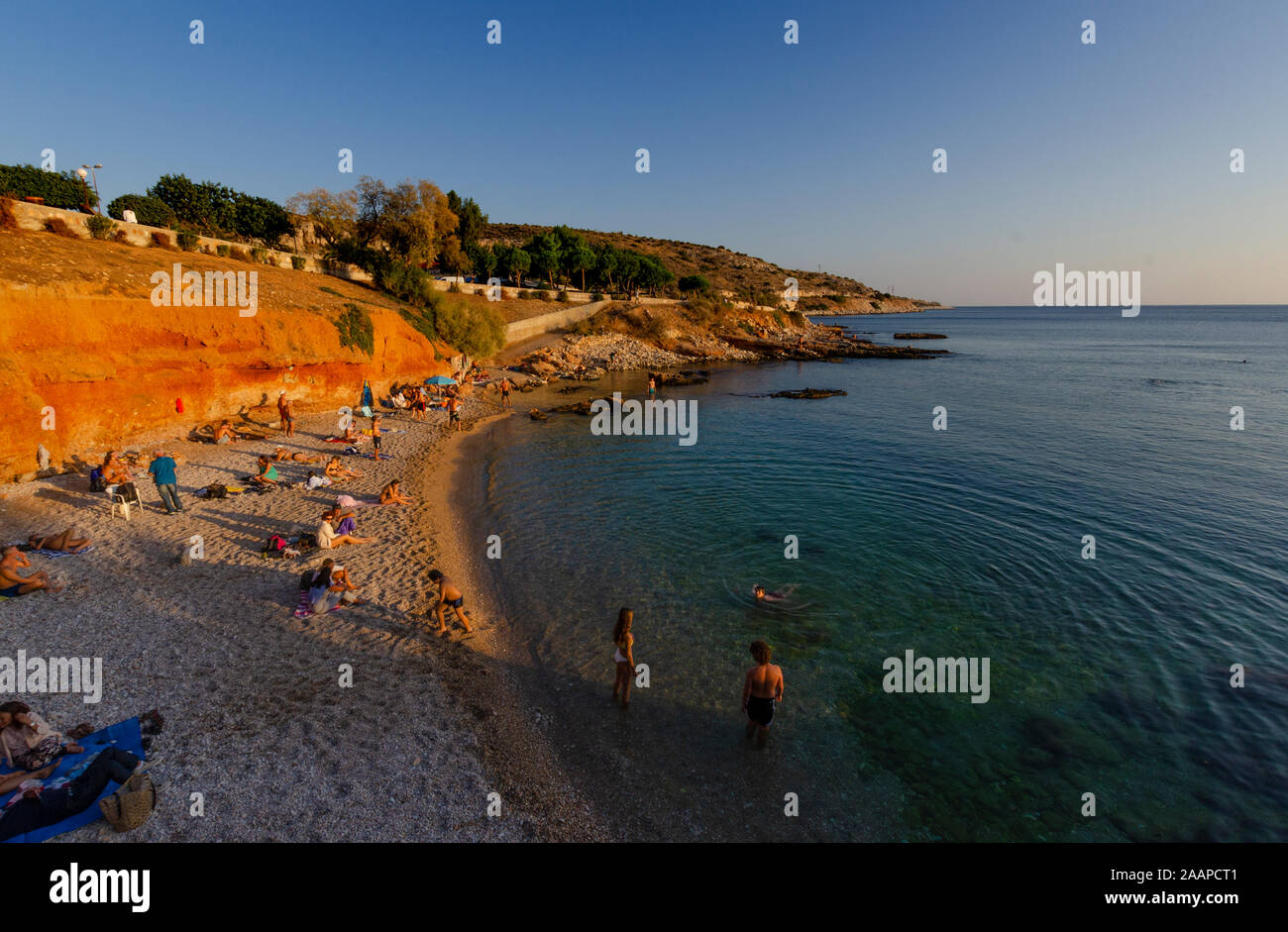 Beach scene in Vouliagmeni Athens Greece Stock Photo - Alamy