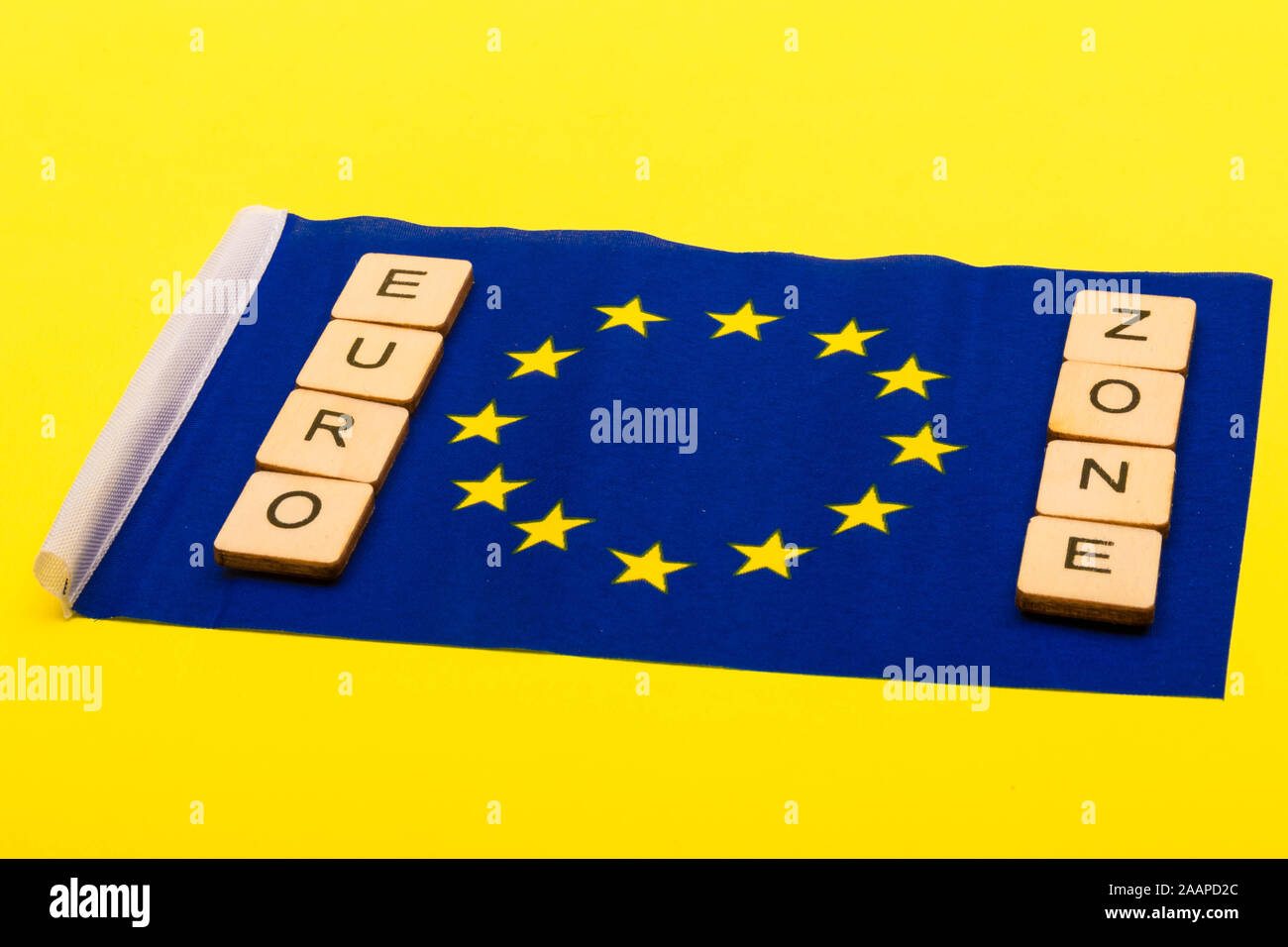 European union concept showing the flag of the EU on a yellow ...