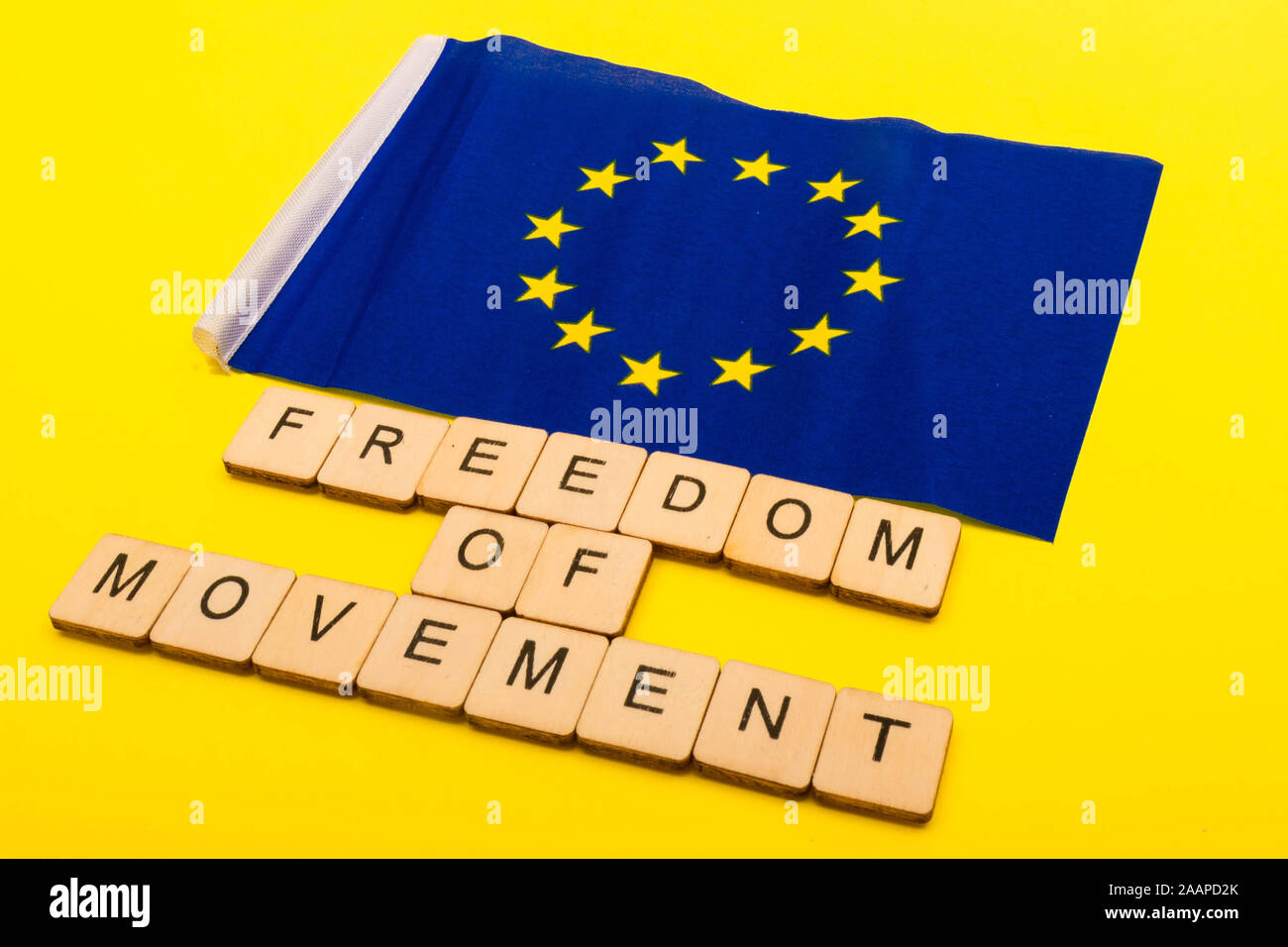 European union concept showing the flag of the EU on a yellow ...