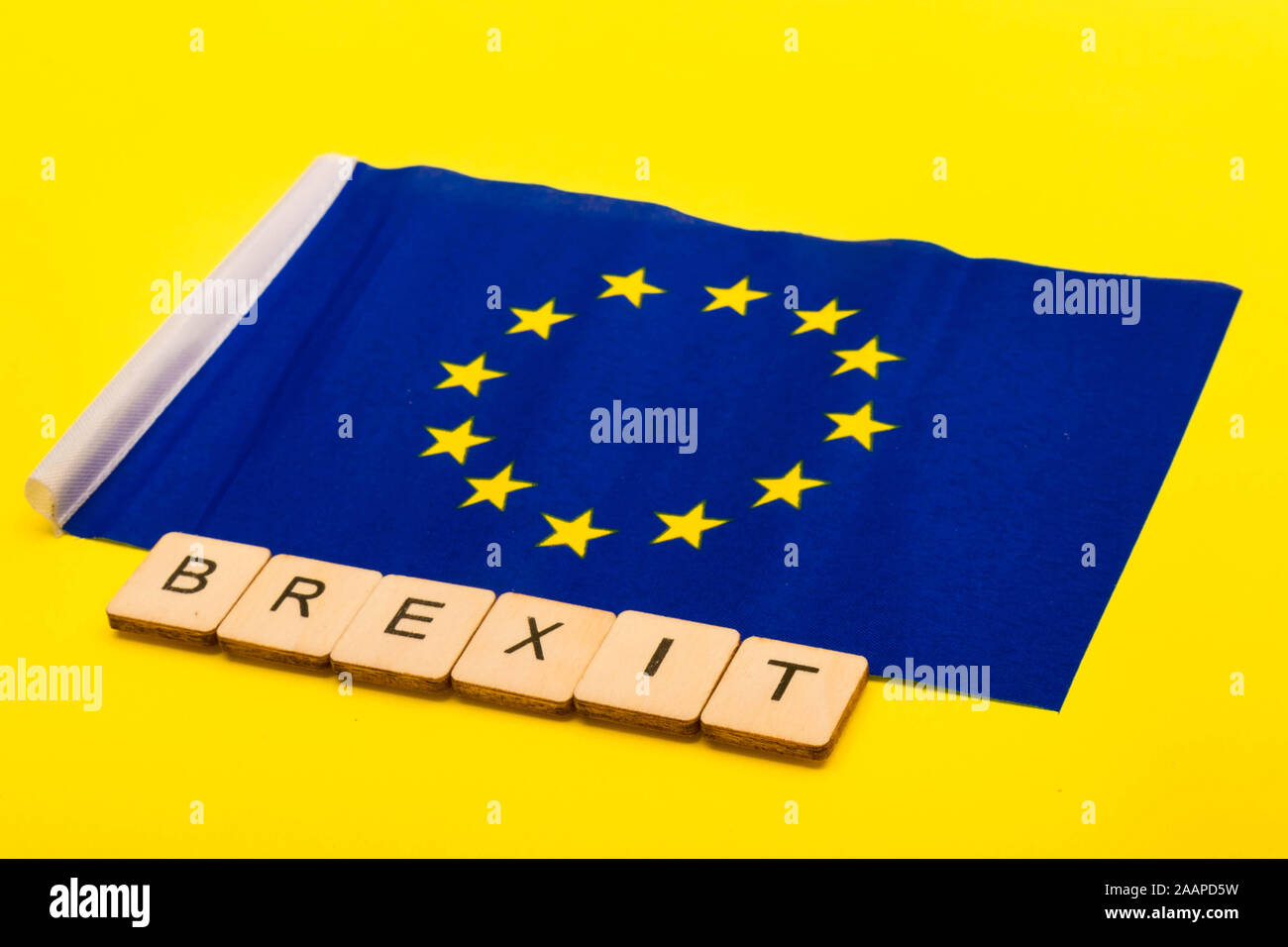 European union concept showing the flag of the EU on a yellow ...