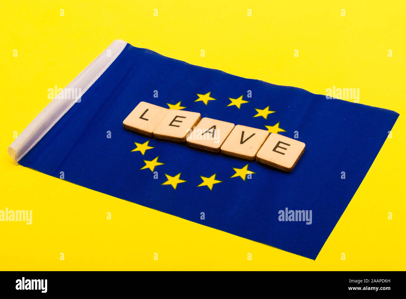 European union concept showing the flag of the EU on a yellow ...