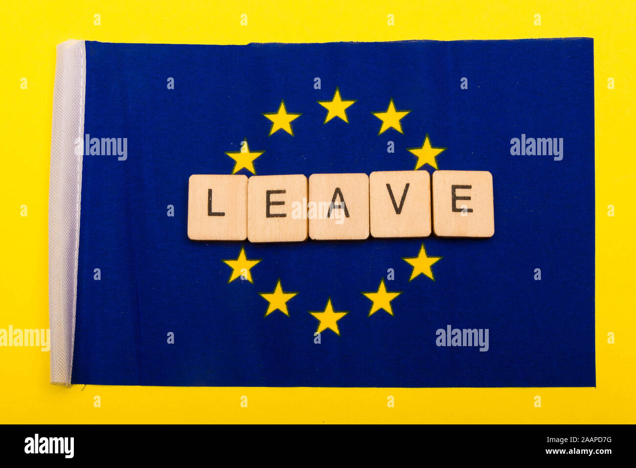 European union concept showing the flag of the EU on a yellow ...