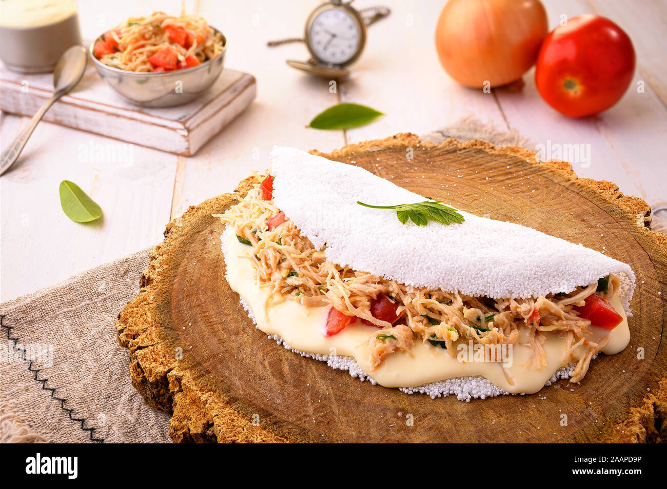 Chicken Tapioca with Catupiry Stock Photo - Alamy