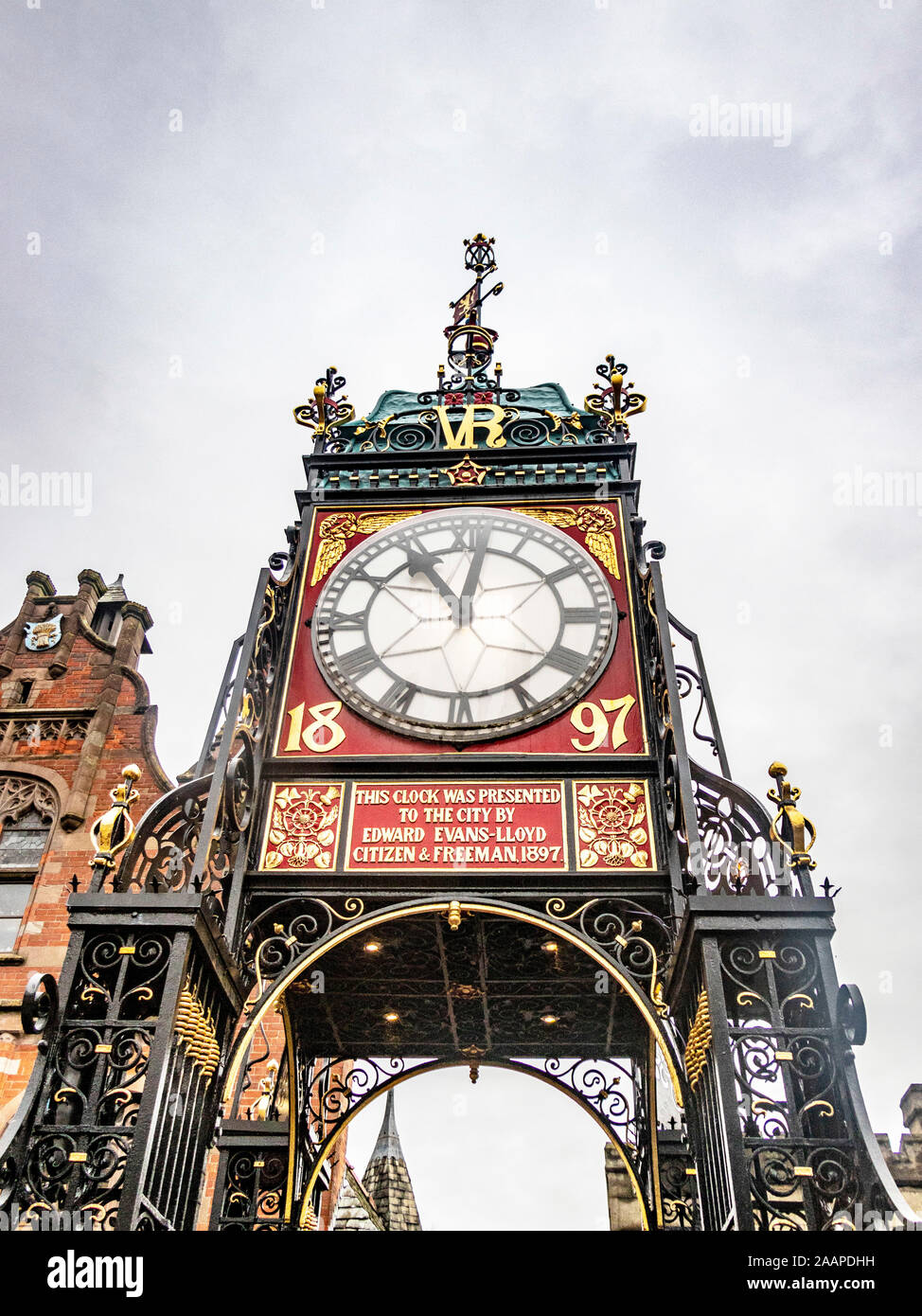 Eastgate clock in Chester city centre Cheshire England UK Stock Photo ...