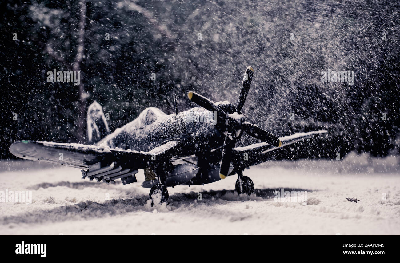 World war II military aircraft with heavy snowfall Stock Photo - Alamy