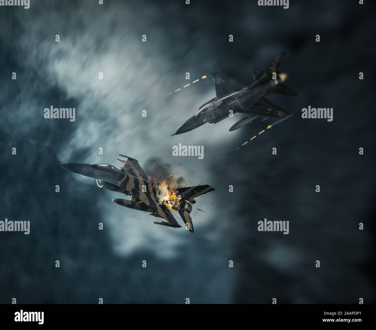 Aerial combat in the clouds Stock Photo - Alamy