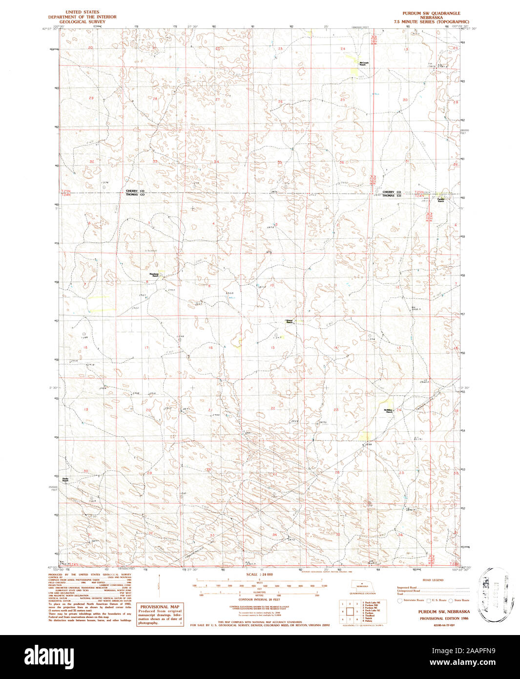 USGS TOPO Map Nebraska NE Purdum SW 317045 1986 24000 Restoration Stock ...