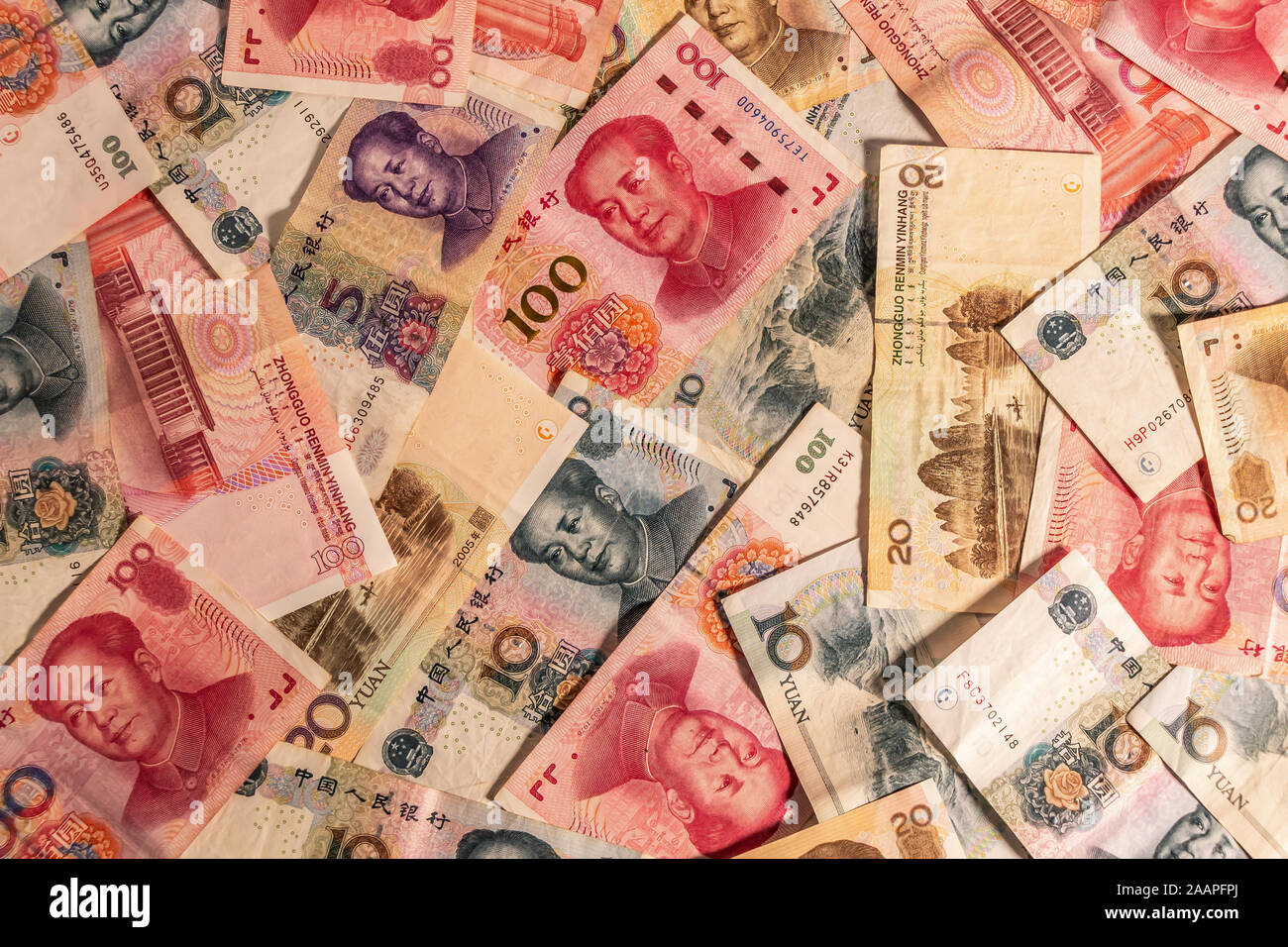 A composition of Chinese Renminbi RMB. People's Currency. Yuan CNY ...