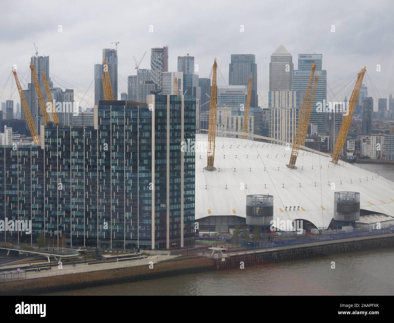 Landscape view of London's O2 arena, The Millennium Dome, with ...