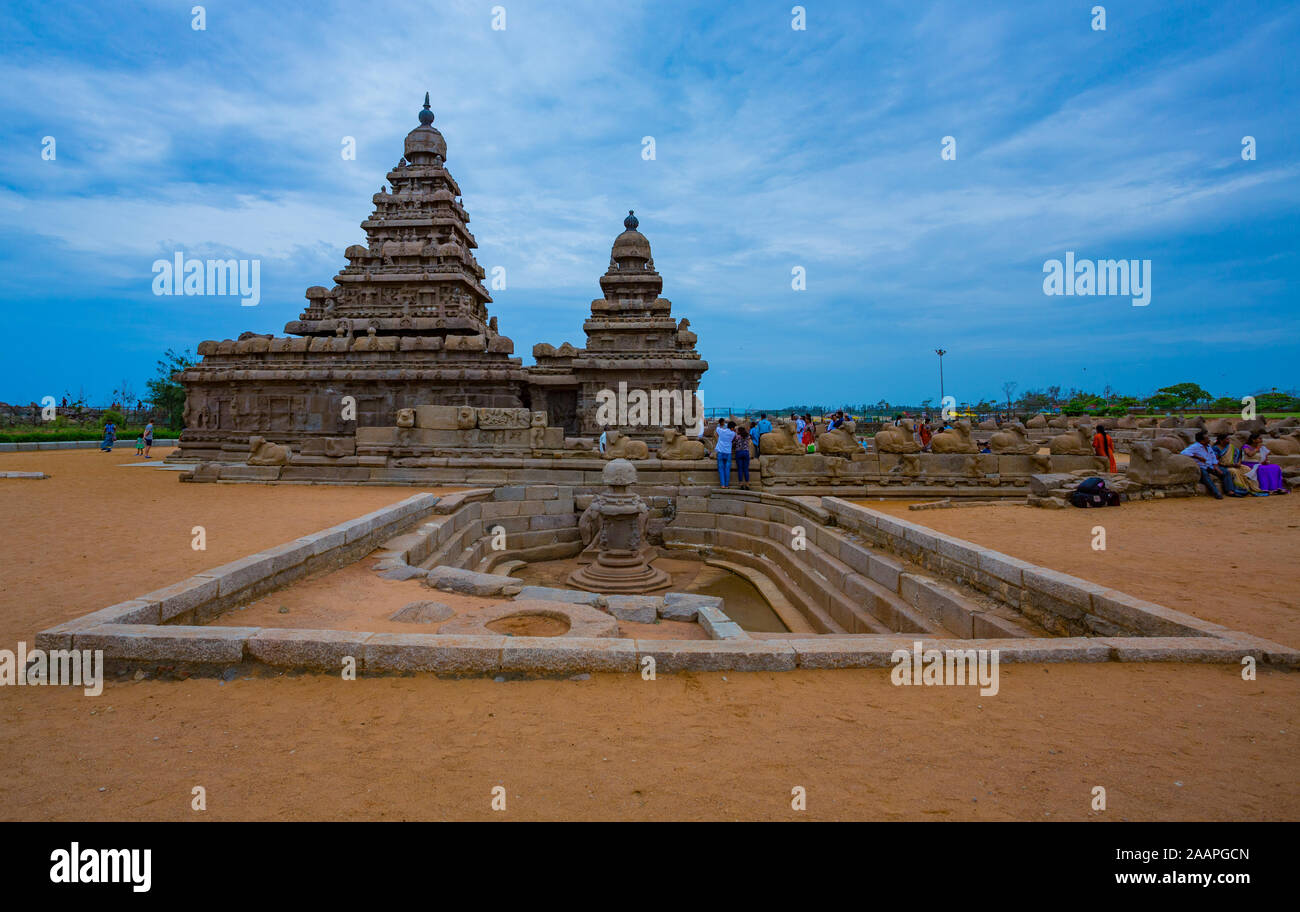 Shore Temple - made of monolithic stone - at Mahabalipuram (India Stock ...