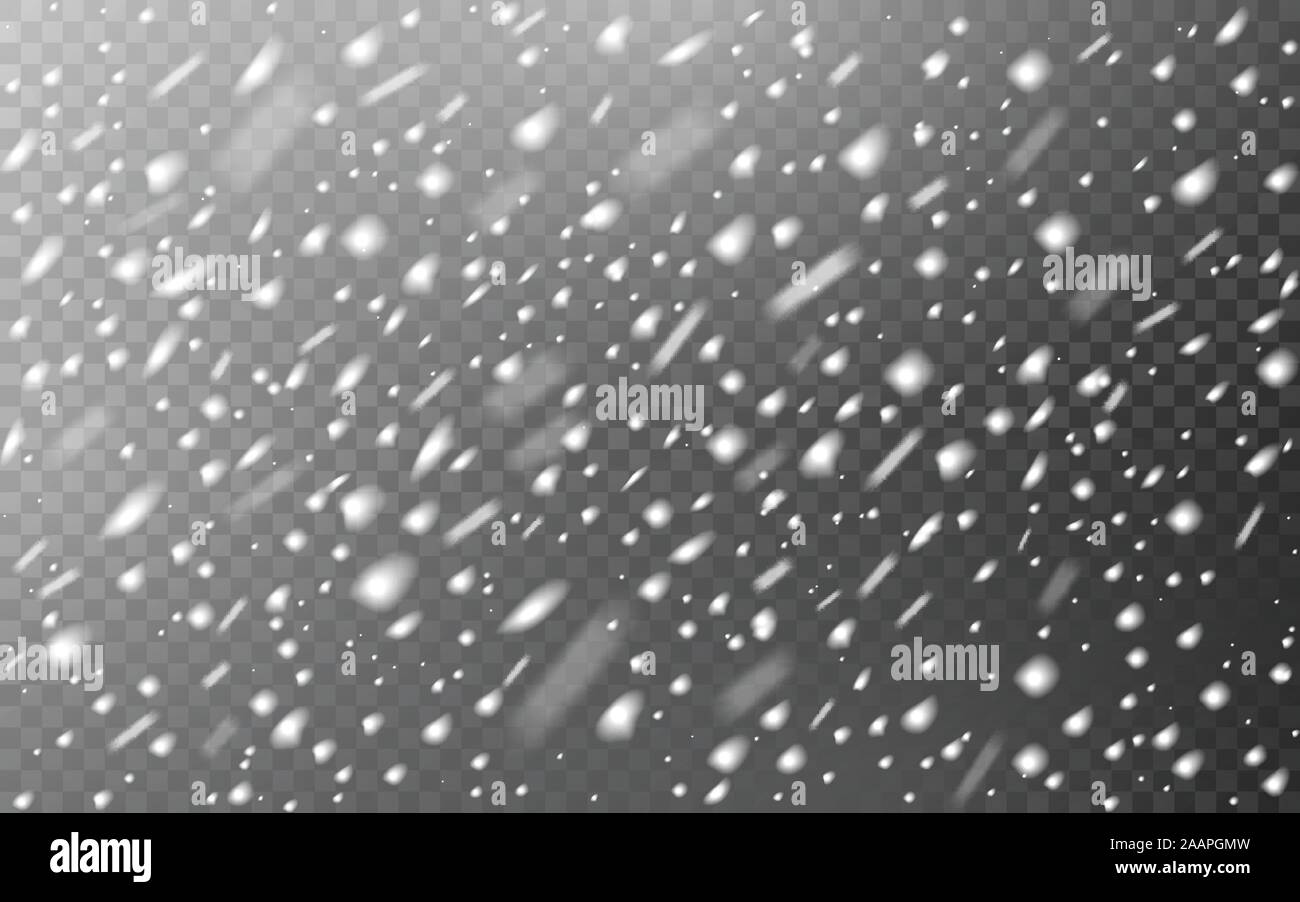 Snow falling on transparent backdrop. Christmas defocused snowflakes ...