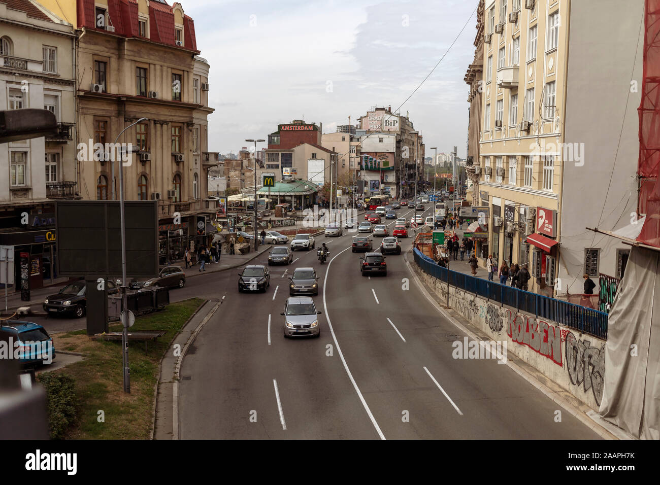 Belgrade, Serbia, Oct 7, 2019: A traffic in Brankova Street Stock Photo ...