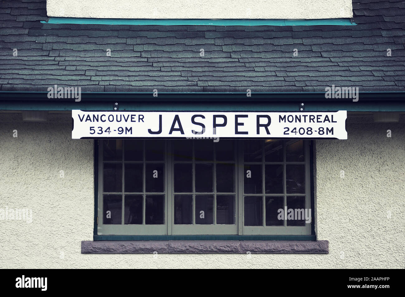 Station Jasper name of the railway building. Canada Stock Photo - Alamy