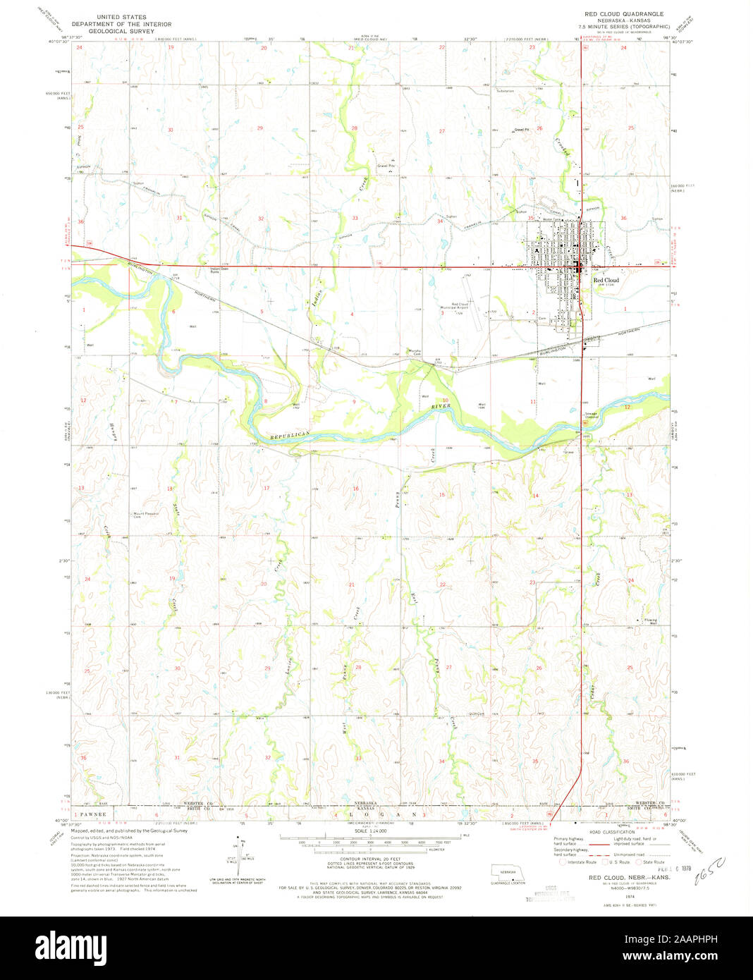 Red cloud nebraska map hi-res stock photography and images - Alamy
