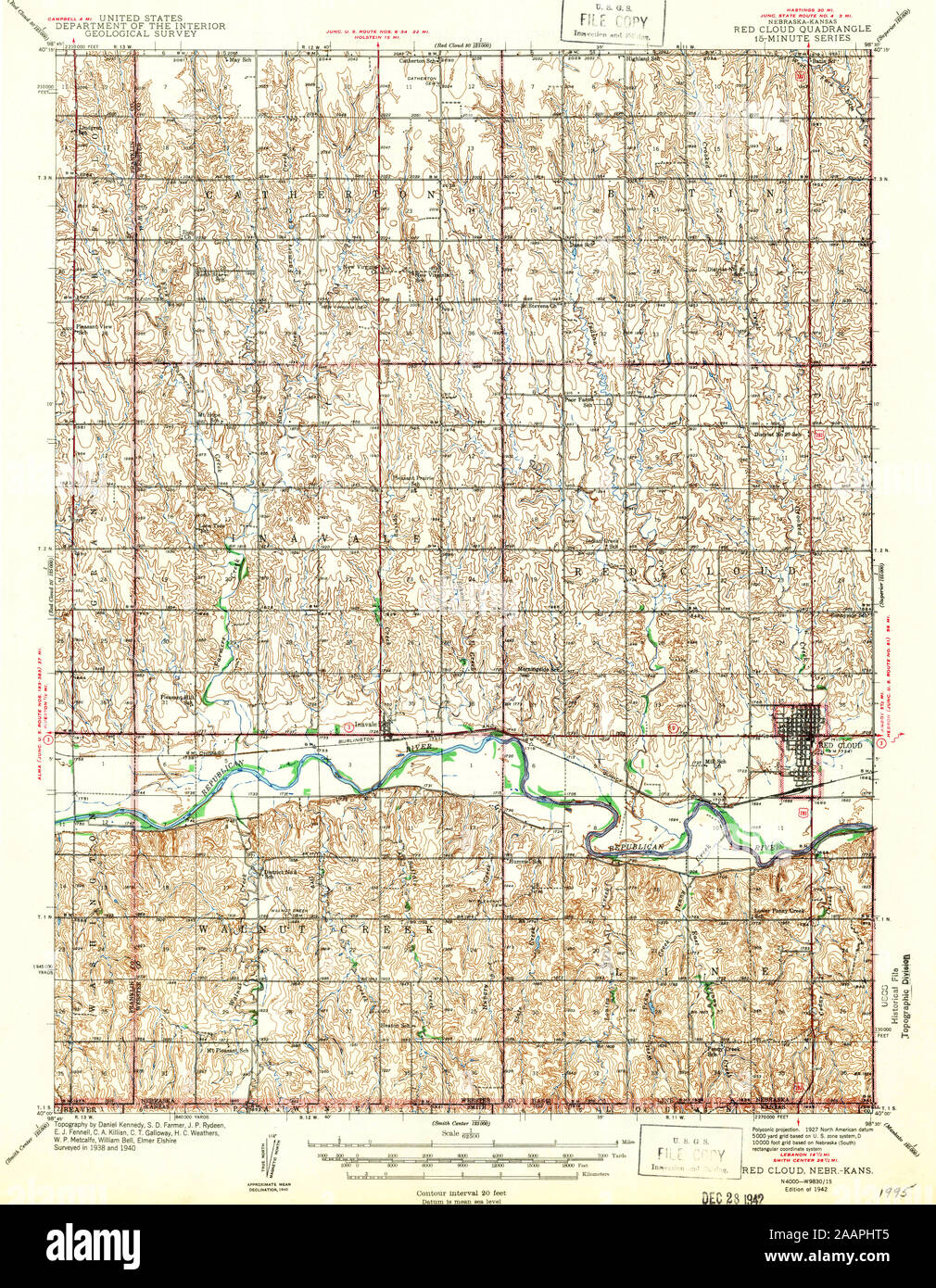 Red cloud nebraska map hi-res stock photography and images - Alamy