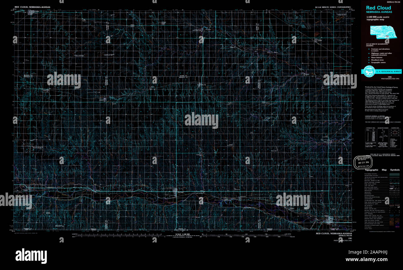 Map of red cloud nebraska hi-res stock photography and images - Alamy