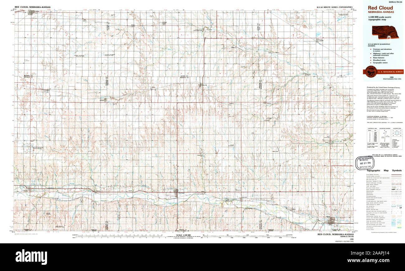 Red cloud nebraska map hi-res stock photography and images - Alamy