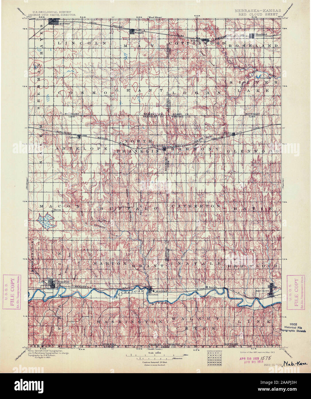 Red cloud nebraska map hi-res stock photography and images - Alamy