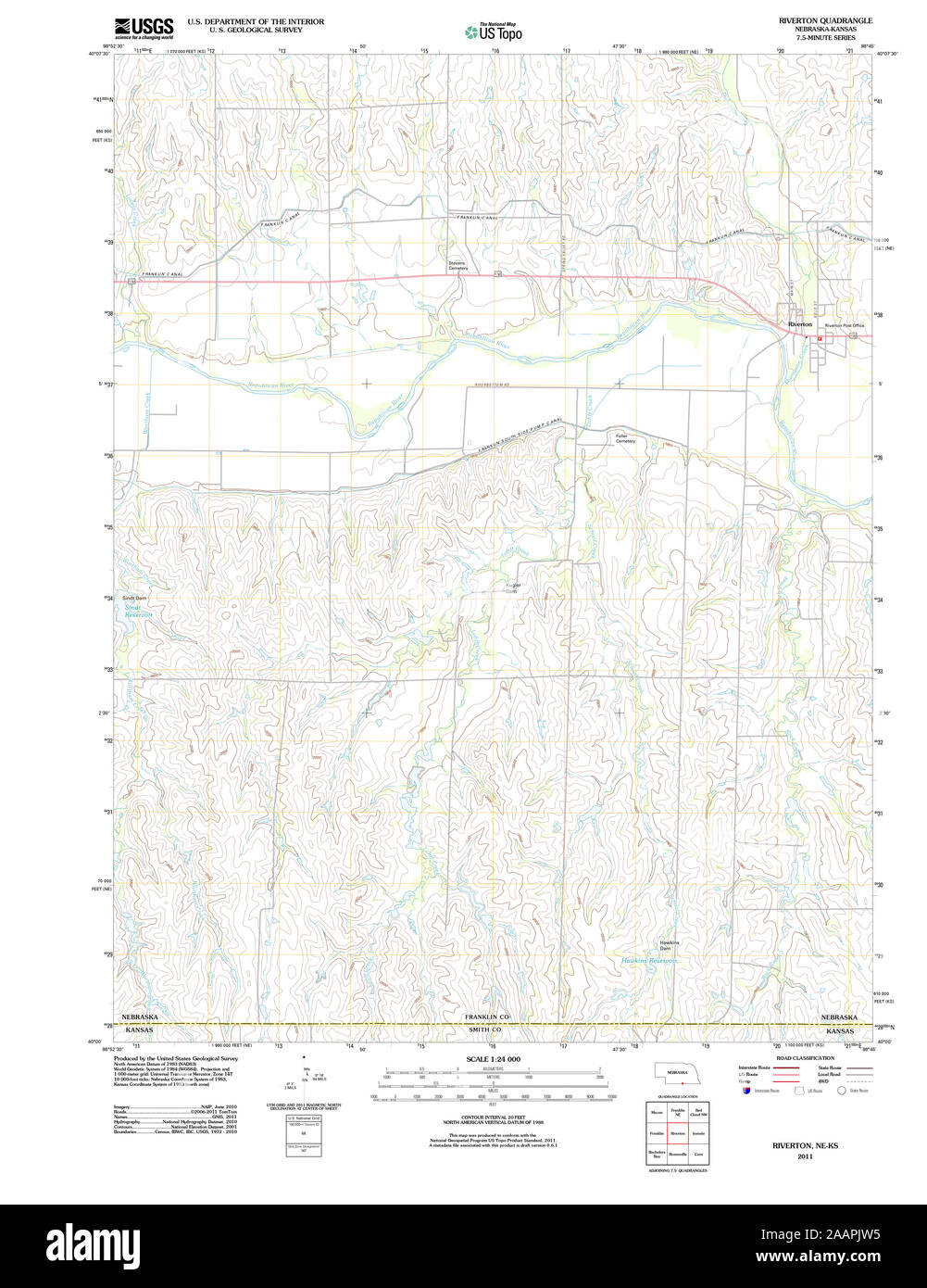 USGS TOPO Map Nebraska NE Riverton 20111201 TM Restoration Stock Photo ...