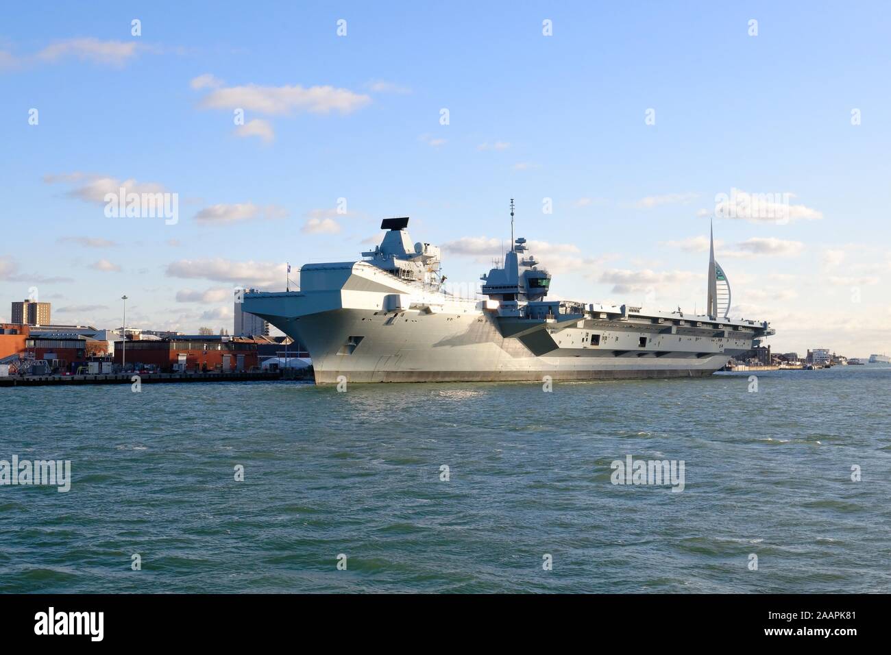 The Royal Navy's new aircraft carrier HMS 'Prince of Wales' moored at ...