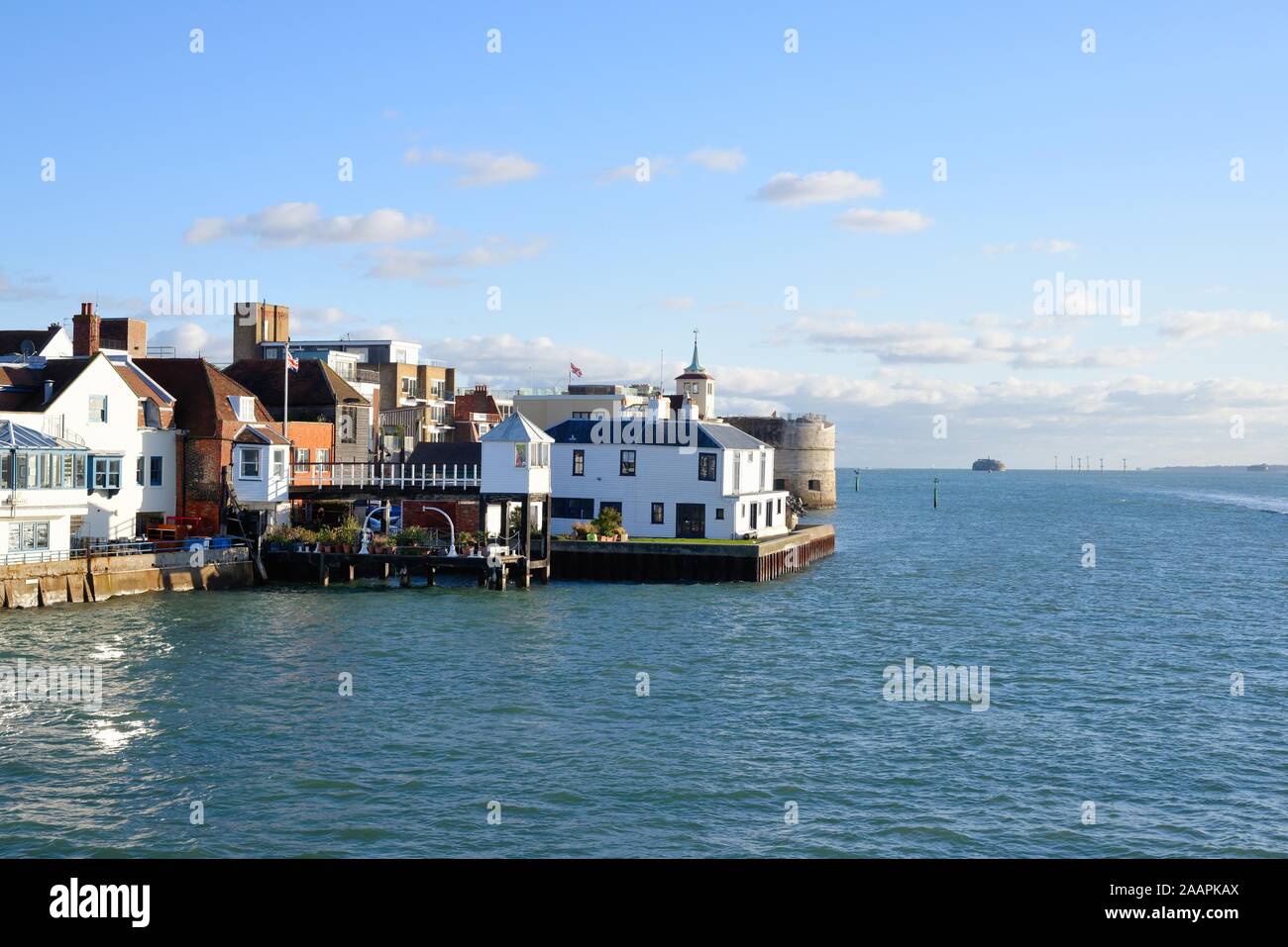 The old and historic buildings by the entrance to Portsmouth harbour as ...