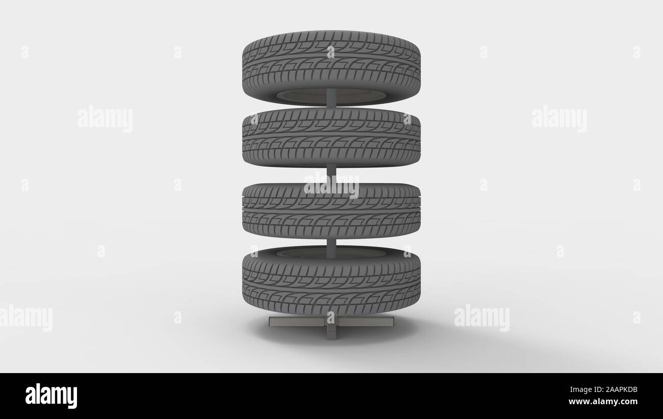 3d rendering of a tire tree isolated in colored studio background Stock ...