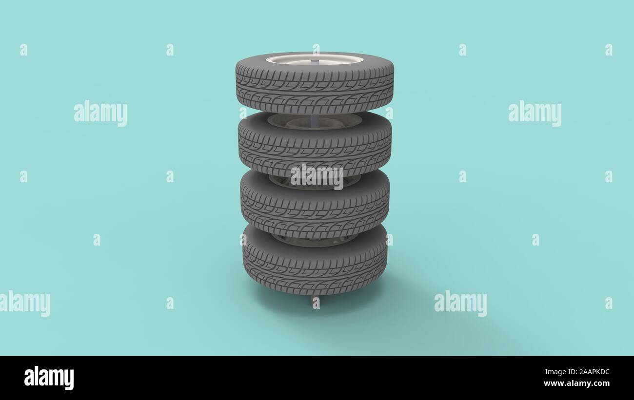 3d rendering of a tire tree isolated in colored studio background Stock ...