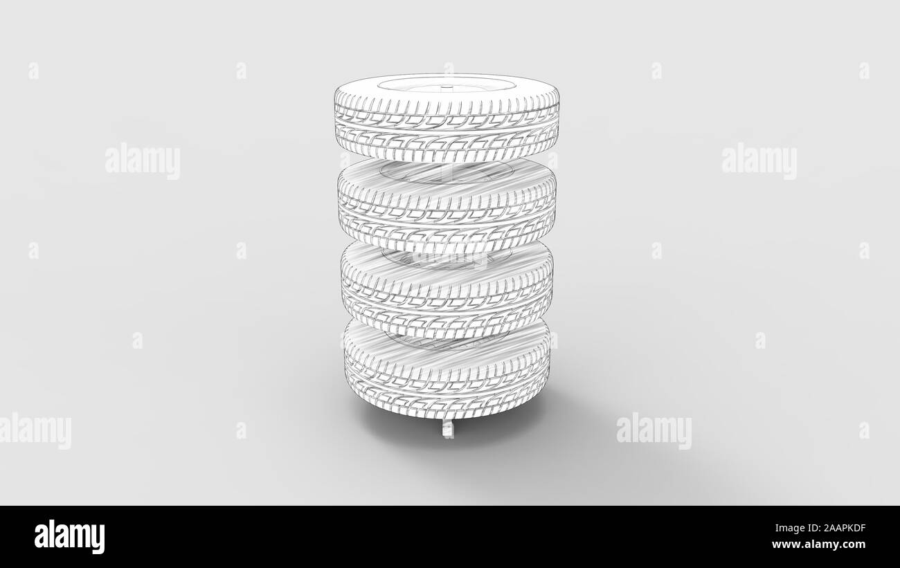 3d rendering of a tire tree isolated in colored studio background Stock ...