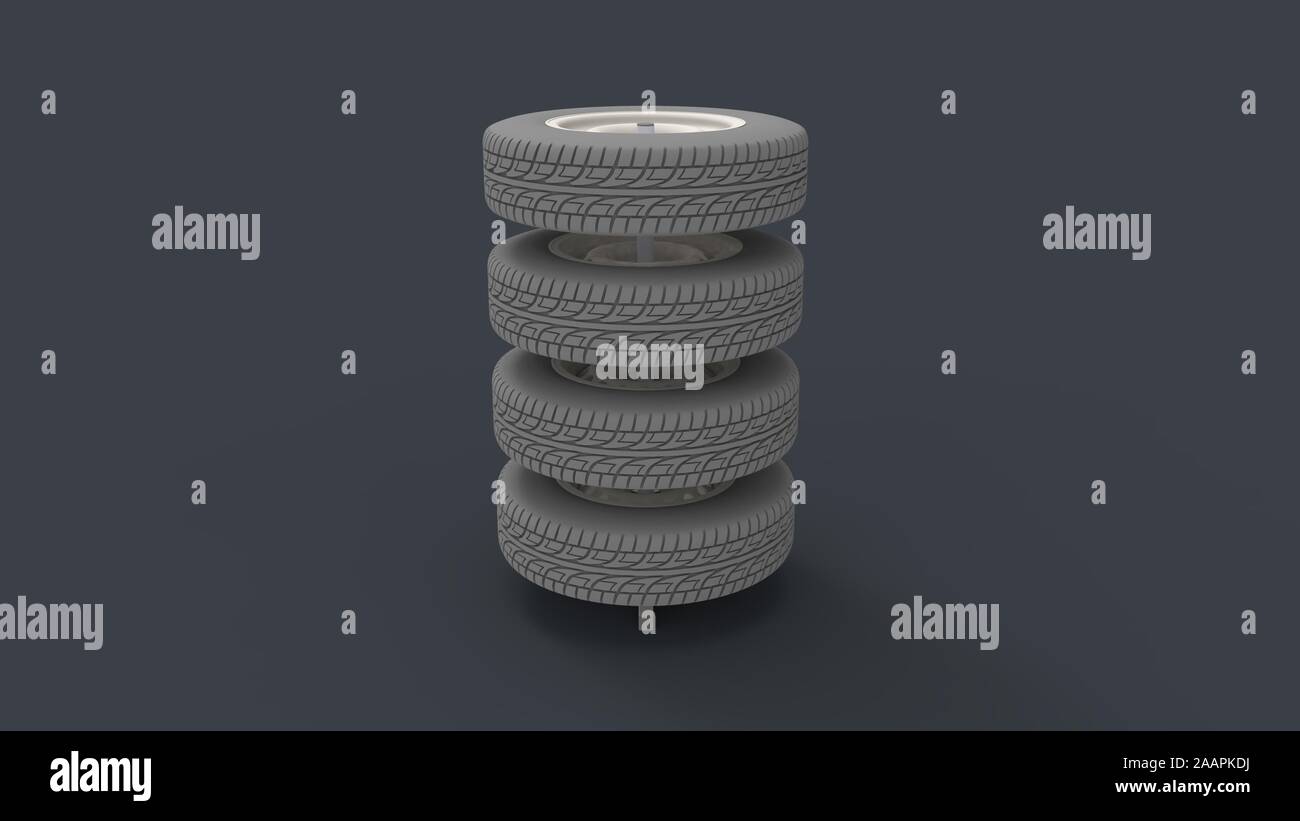 3d rendering of a tire tree isolated in colored studio background Stock ...