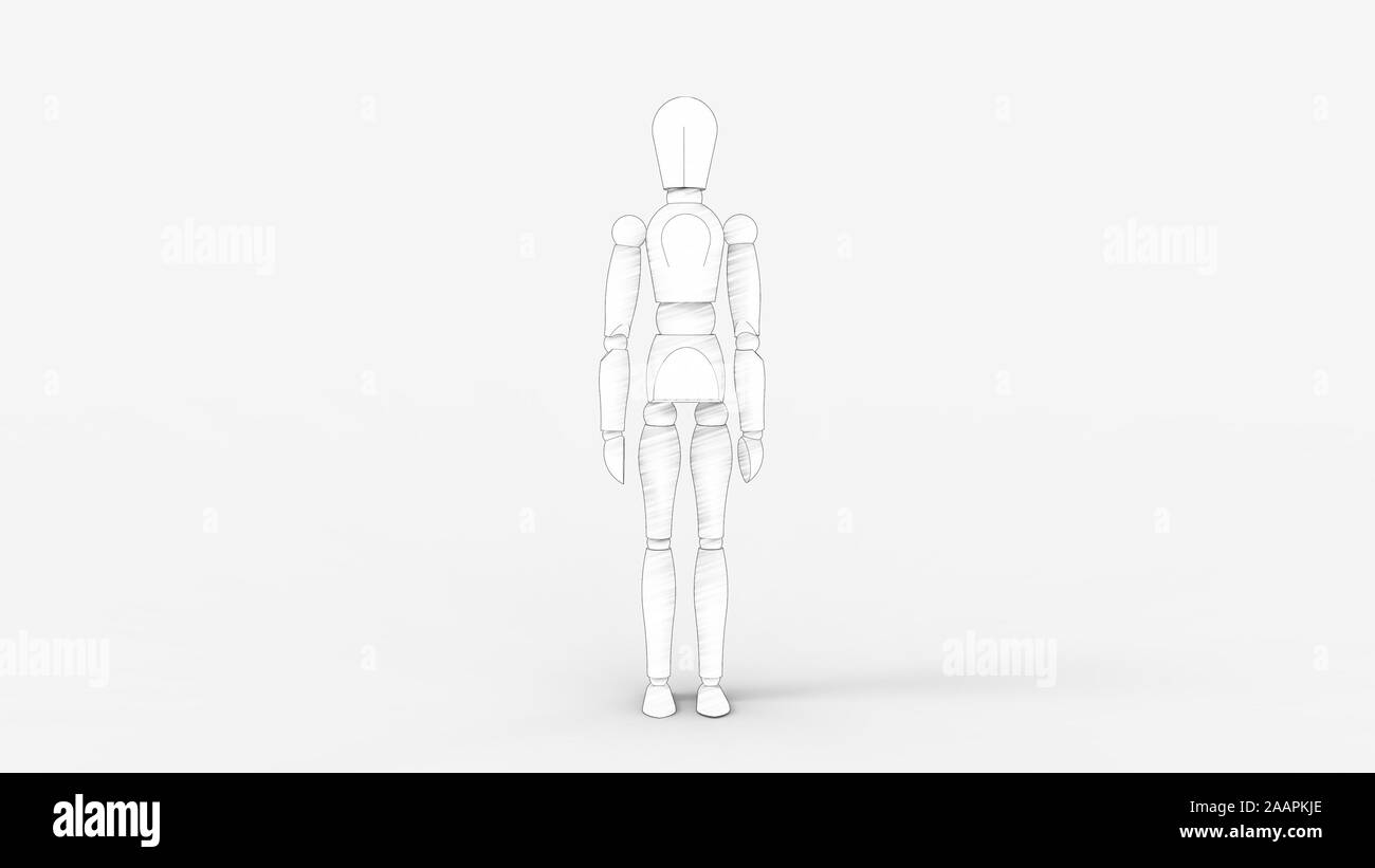 3d rendering of a wooden dummy doll isolated in studio background Stock ...