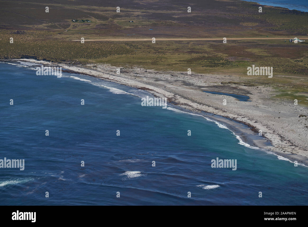 View from an aircraft flying over beautiful white sandy beaches and ...