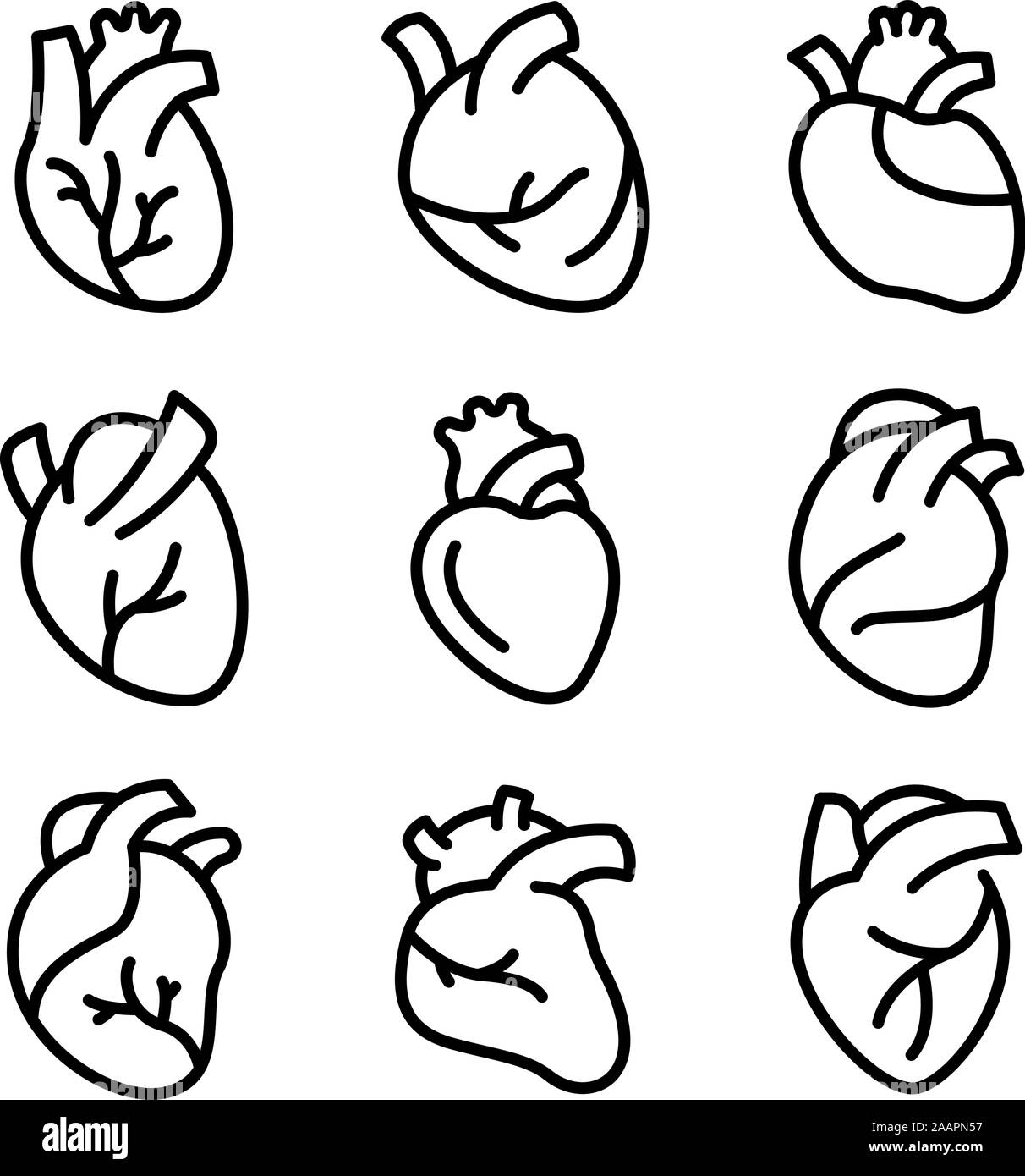 Human heart icons set, outline style Stock Vector Image & Art - Alamy