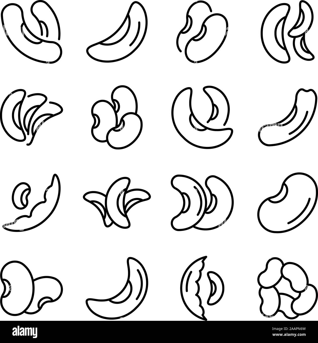 Kidney bean icons set, outline style Stock Vector Image & Art - Alamy