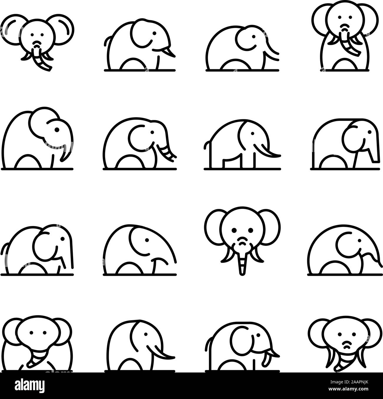 Elephant icons set, outline style Stock Vector Image & Art - Alamy