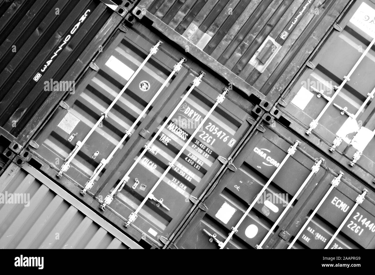 Container freight containers goods Black and White Stock Photos ...